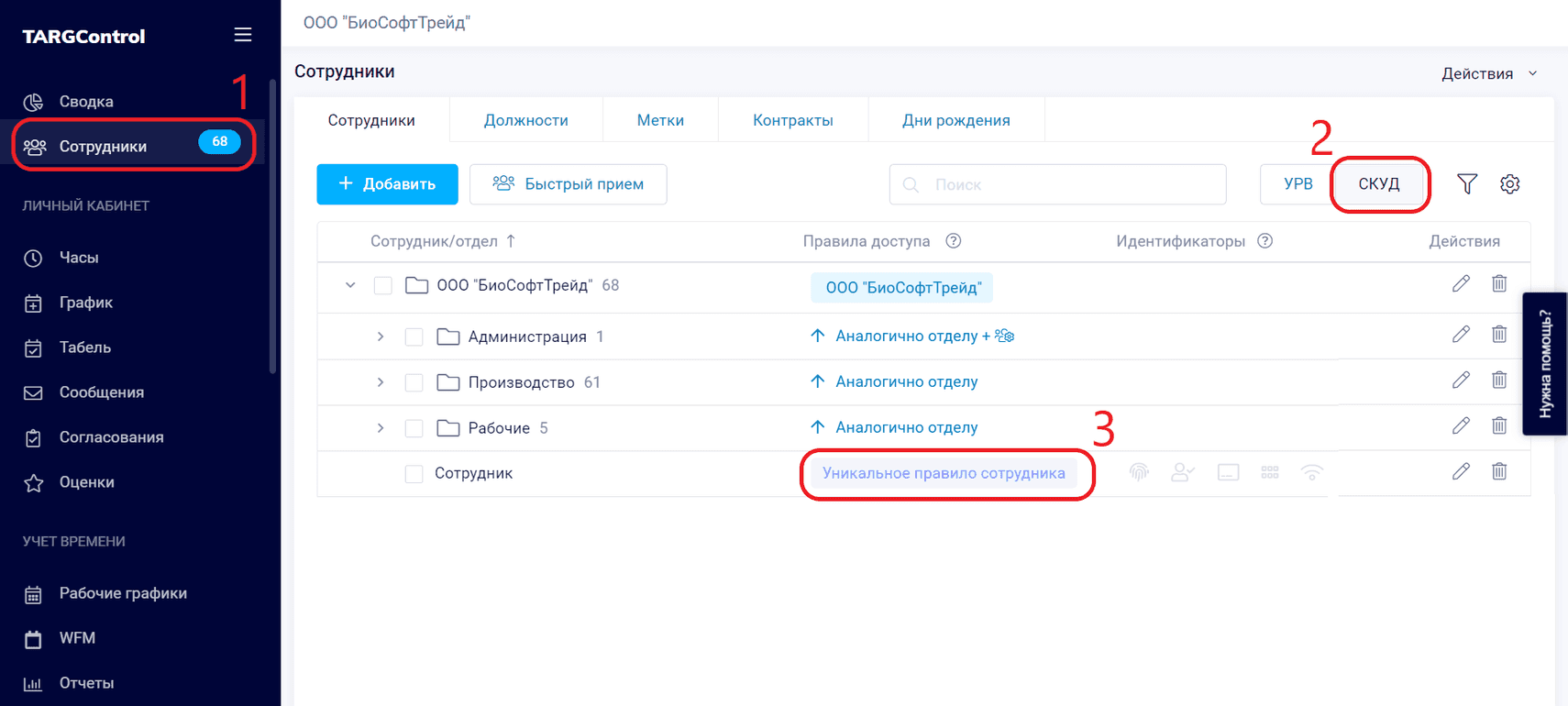 Правила доступа. Начало работы | TARGControl